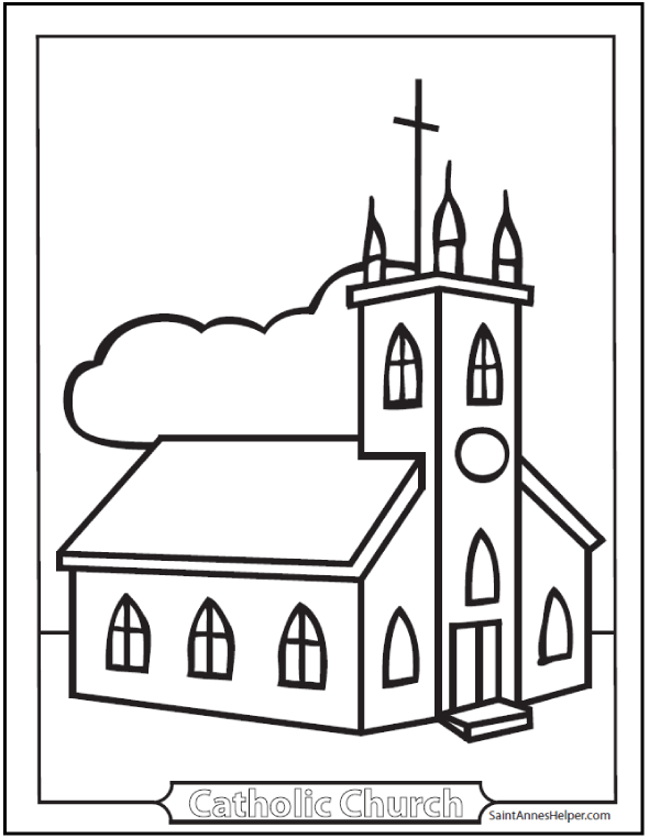 9 Church Coloring Pages Catholic Churches Cathedrals Missions